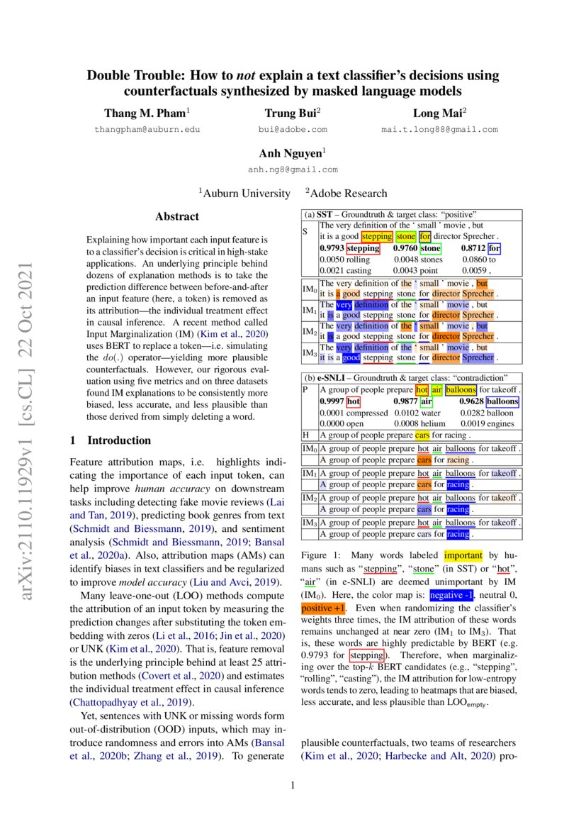 Double Trouble How To Not Explain A Text Classifiers Decisions Using