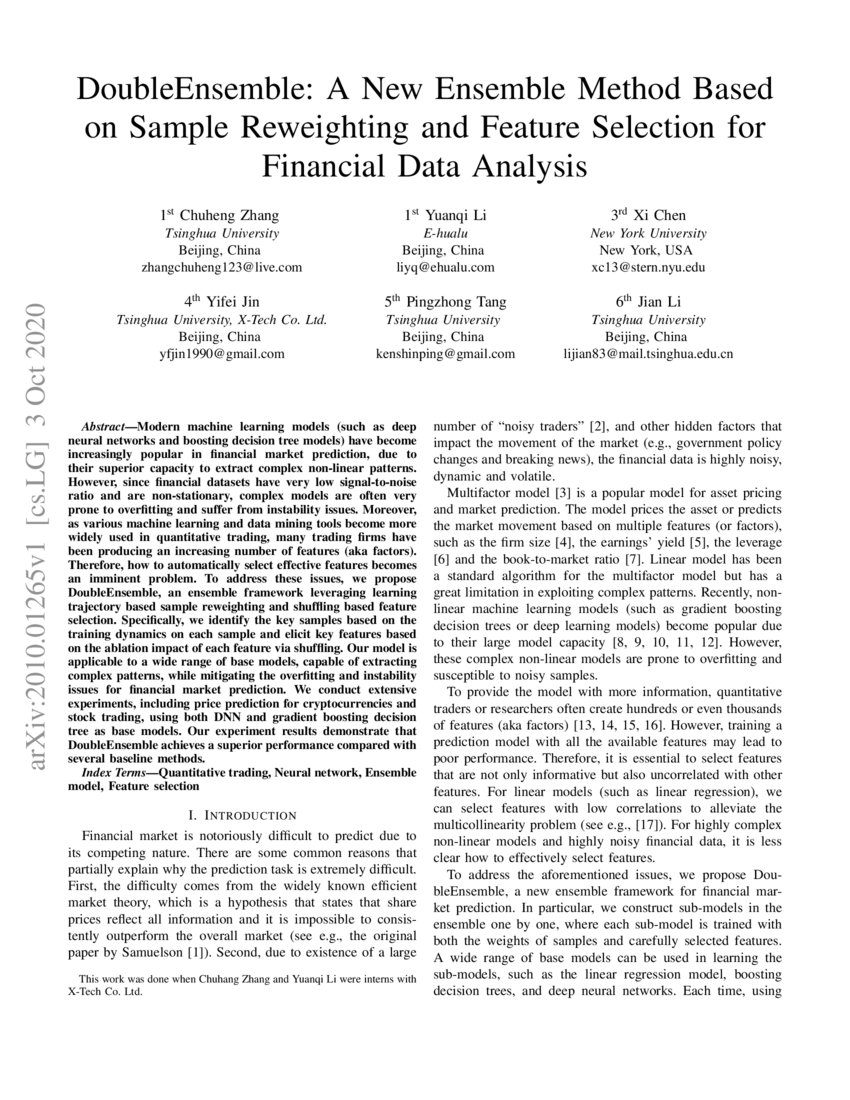 DoubleEnsemble: A New Ensemble Method Based on Sample Reweighting and ...