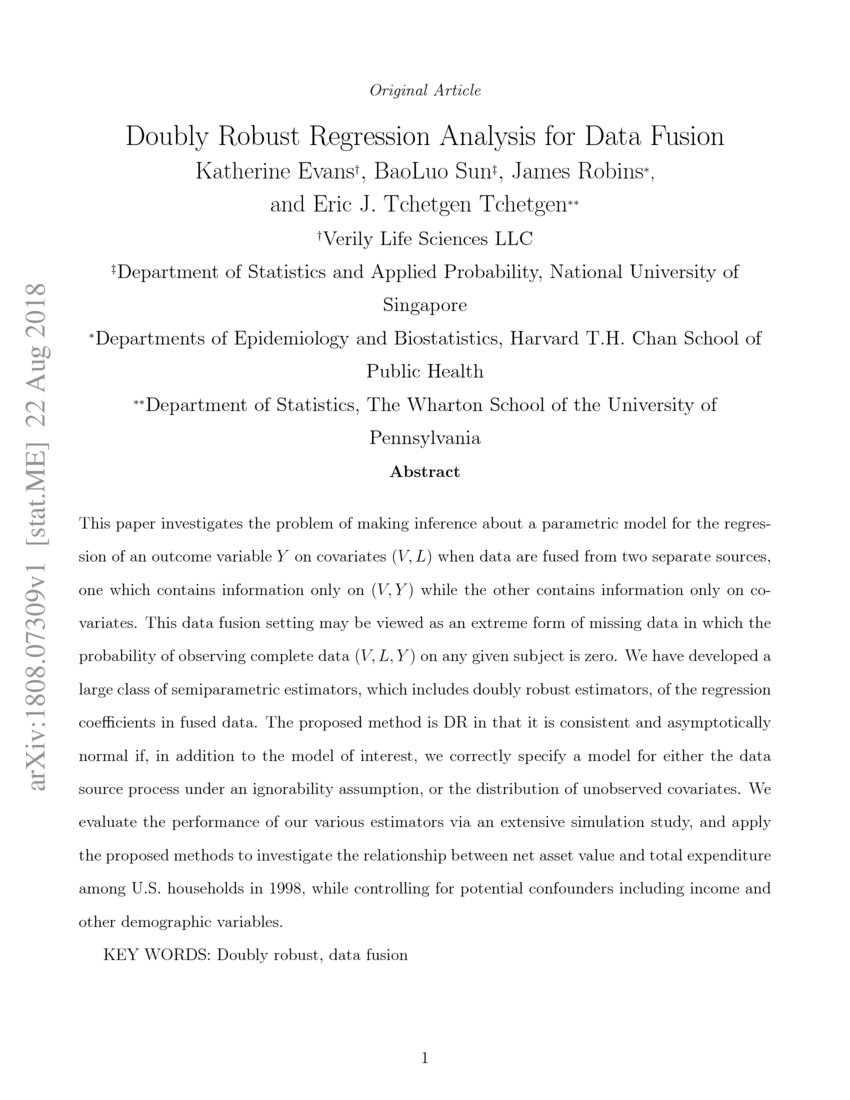 Doubly Robust Regression Analysis for Data Fusion | DeepAI
