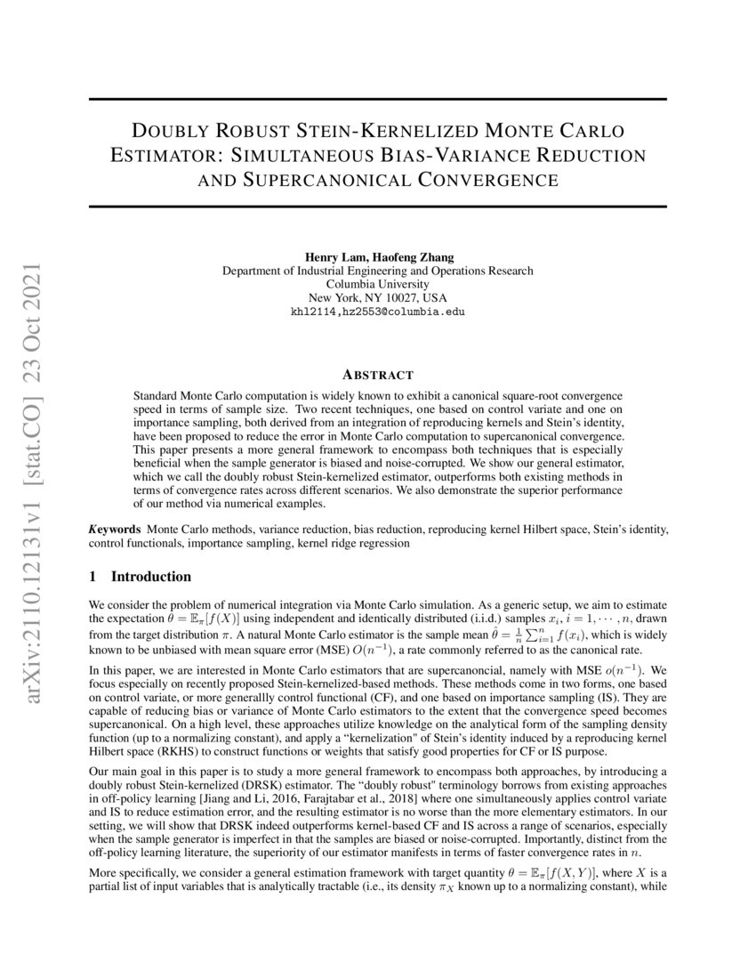 Doubly Robust Stein-Kernelized Monte Carlo Estimator: Simultaneous Bias-Variance Reduction and ...