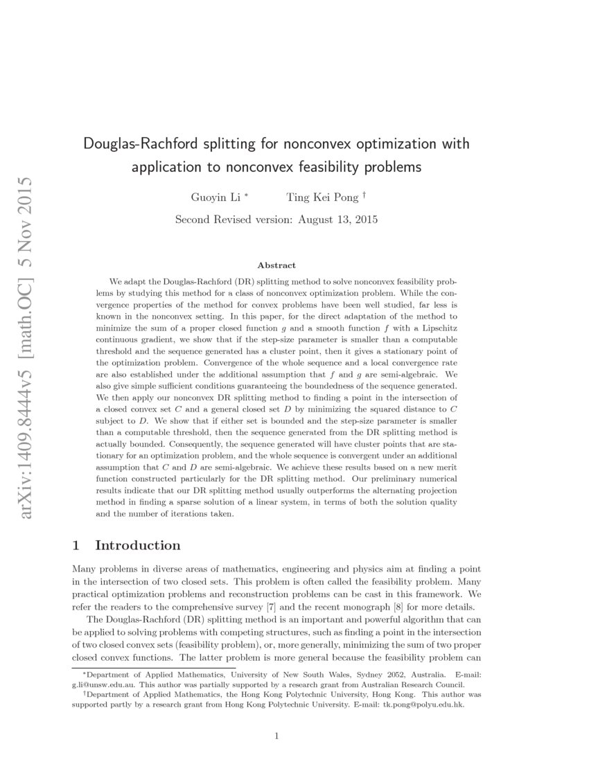 Douglas-Rachford splitting for nonconvex optimization with application ...