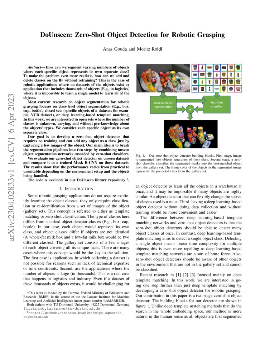 Dounseen Zero Shot Object Detection For Robotic Grasping Deepai