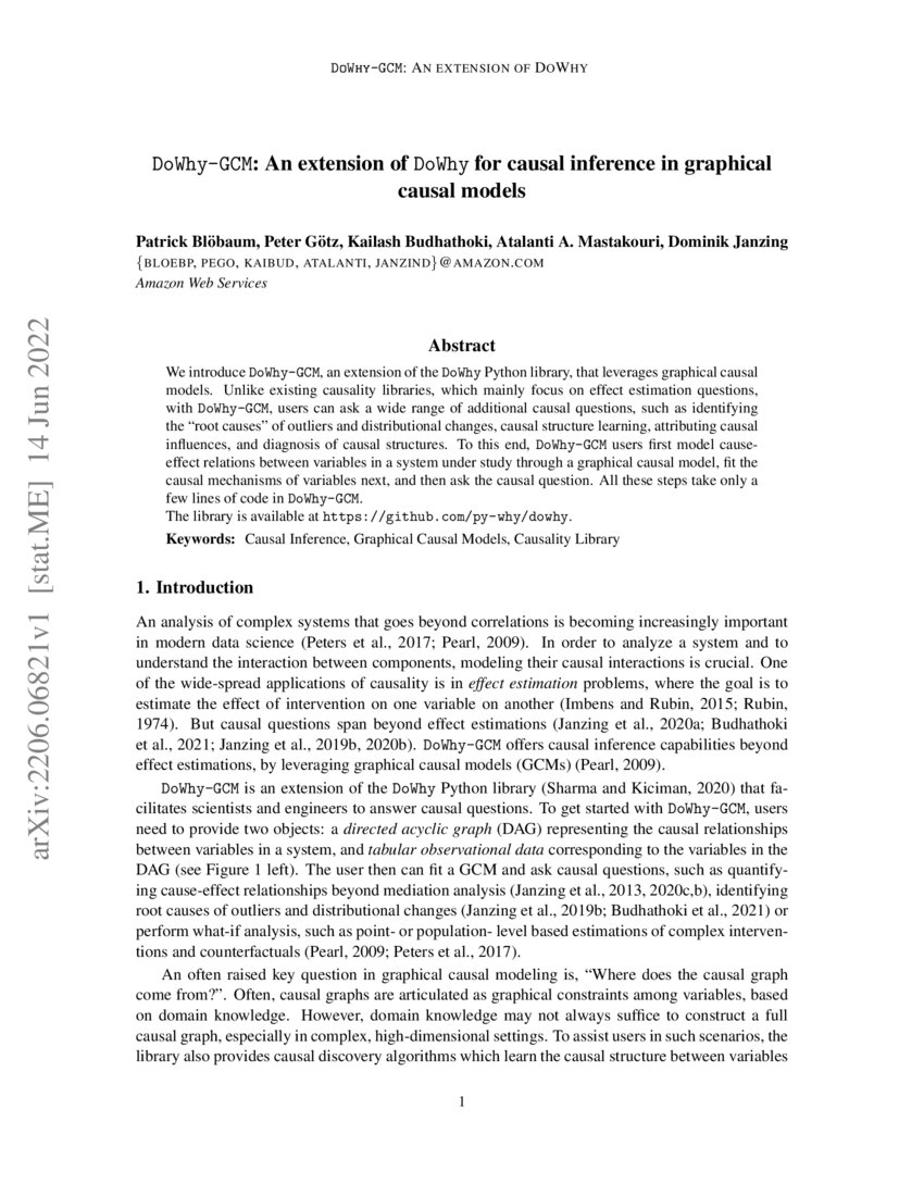 DoWhy-GCM: An extension of DoWhy for causal inference in graphical ...