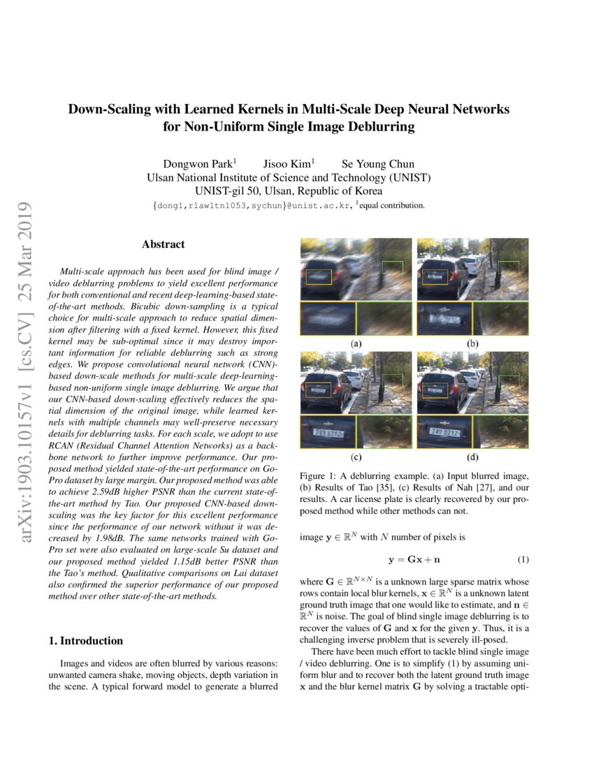 Down-Scaling with Learned Kernels in Multi-Scale Deep Neural Networks for Non-Uniform Single ...