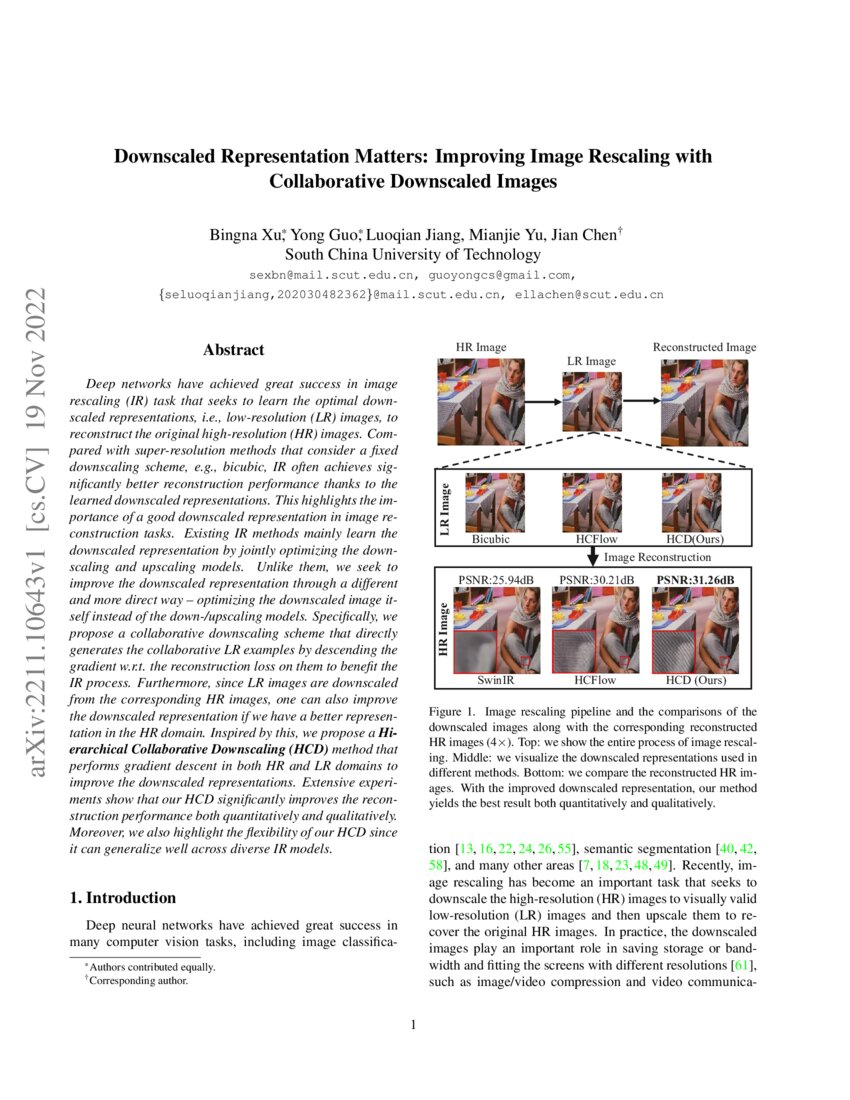 Downscaled Representation Matters: Improving Image Rescaling with ...