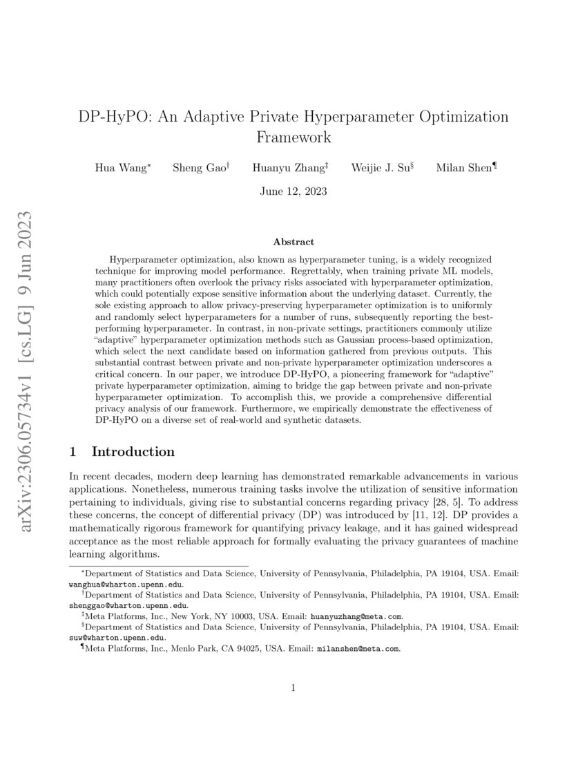 Dp Hypo An Adaptive Private Hyperparameter Optimization Framework Deepai