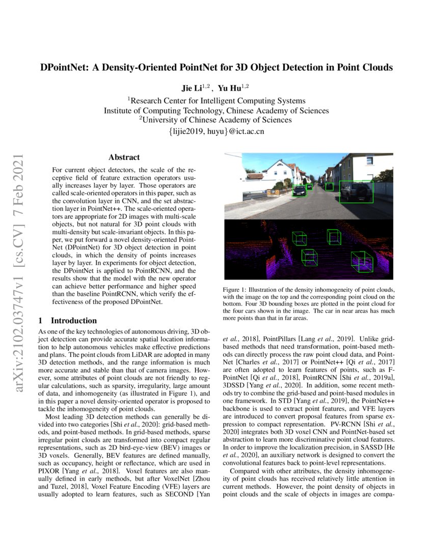 Dpointnet A Density Oriented Pointnet For 3d Object Detection In Point