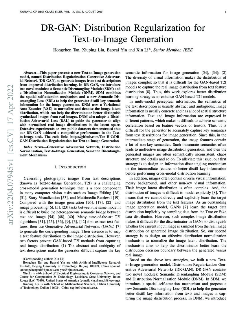 DR-GAN: Distribution Regularization for Text-to-Image Generation | DeepAI DR-GAN: Distribution Regularization for Text-to-Image Generation | DeepAI