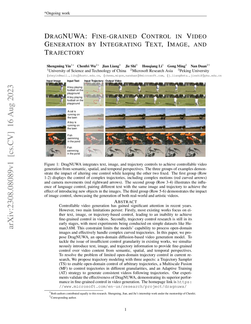 DragNUWA: Fine-grained Control in Video Generation by Integrating Text ...