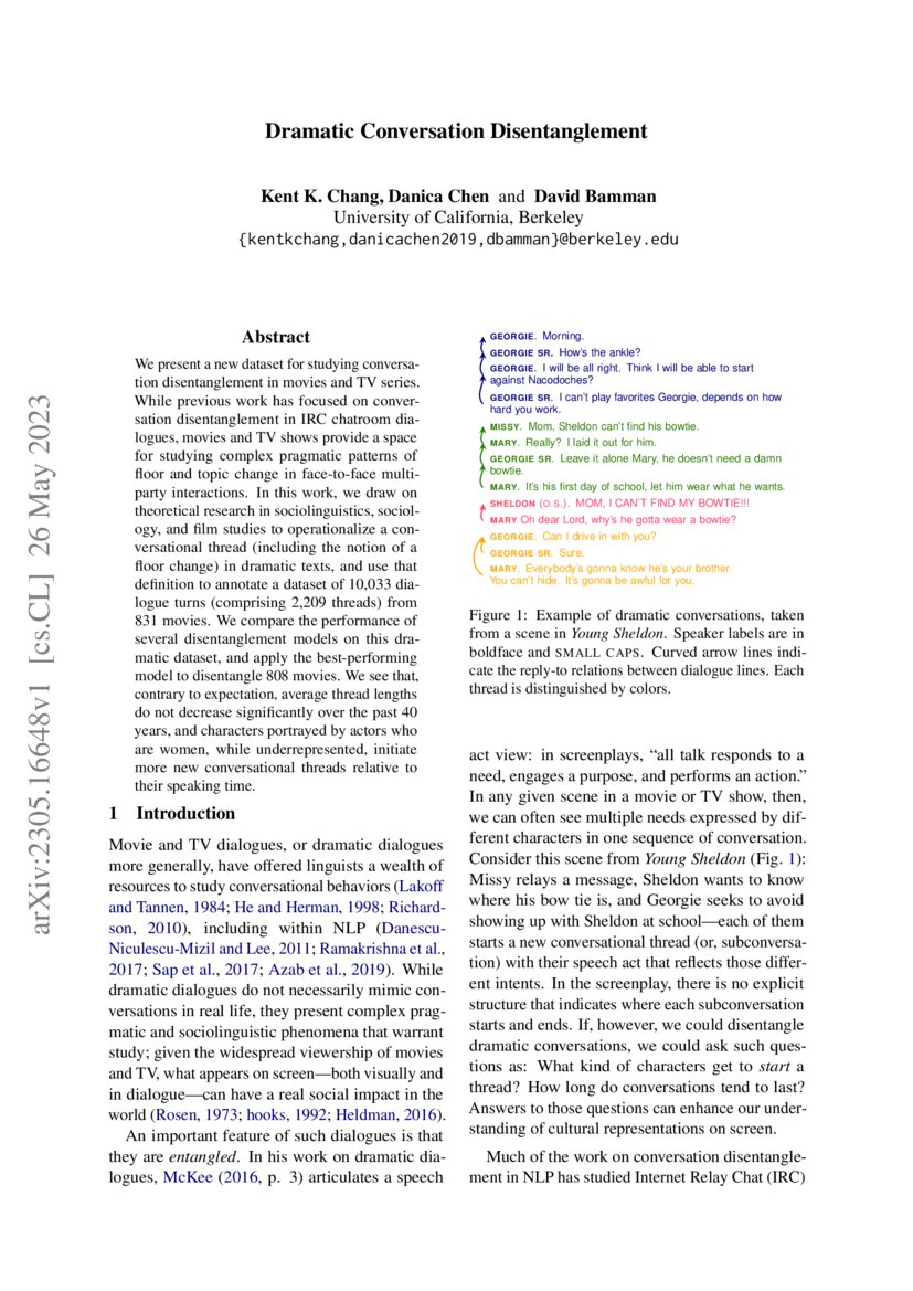 Dramatic Conversation Disentanglement | DeepAI