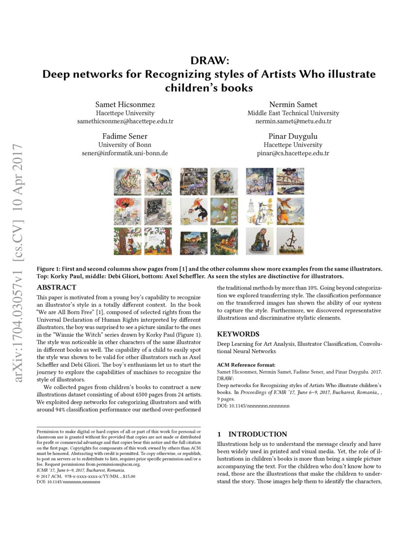 DRAW: Deep networks for Recognizing styles of Artists Who illustrate ...