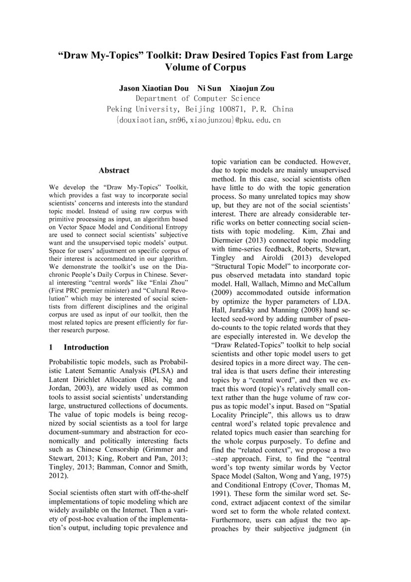 "Draw My Topics": Find Desired Topics fast from large scale of Corpus ...