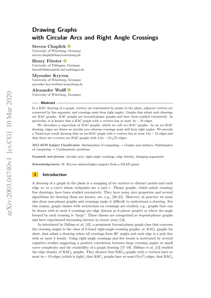 Drawing Graphs with Circular Arcs and Right-Angle Crossings | DeepAI