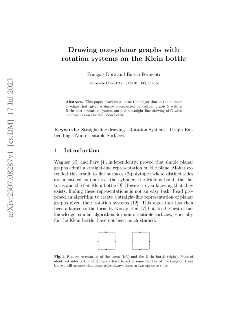 Drawing non-planar graphs with rotation systems on the Klein bottle ...