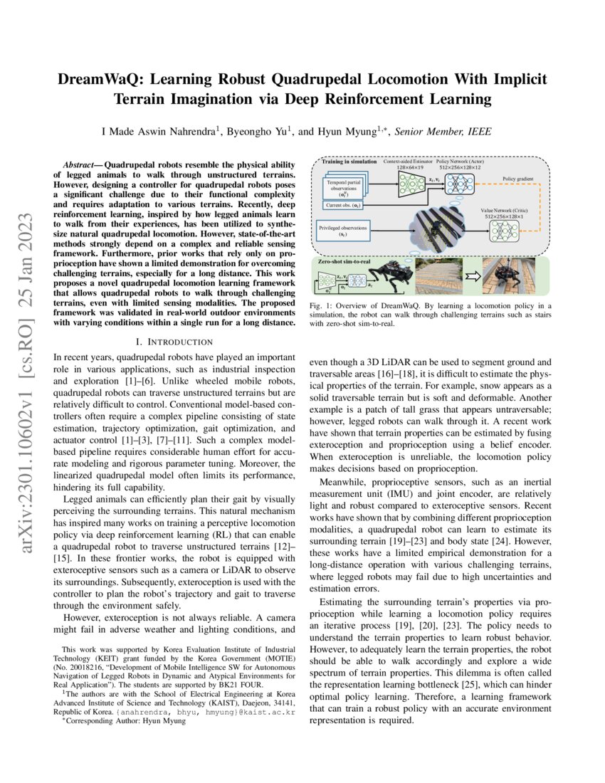 Dreamwaq Learning Robust Quadrupedal Locomotion With Implicit Terrain Imagination Via Deep