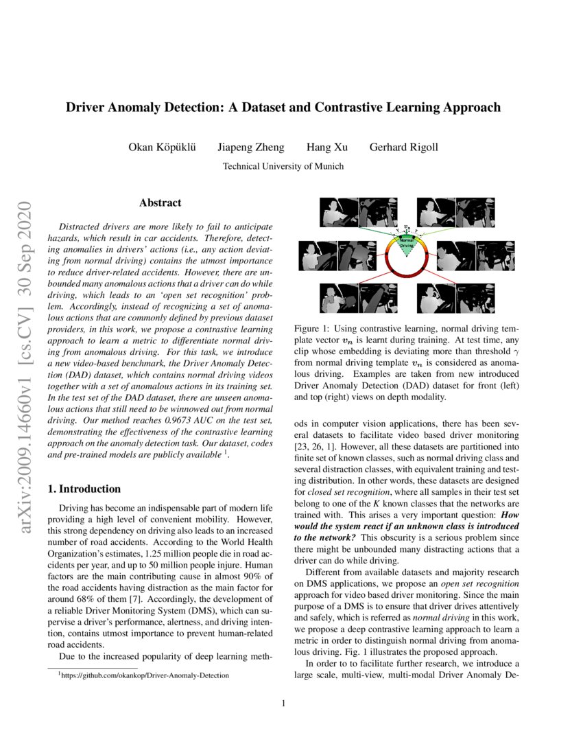 Driver Anomaly Detection A Dataset And Contrastive Learning Approach
