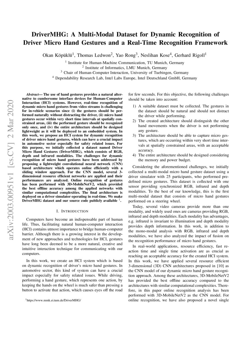 DriverMHG: A Multi-Modal Dataset for Dynamic Recognition of Driver ...