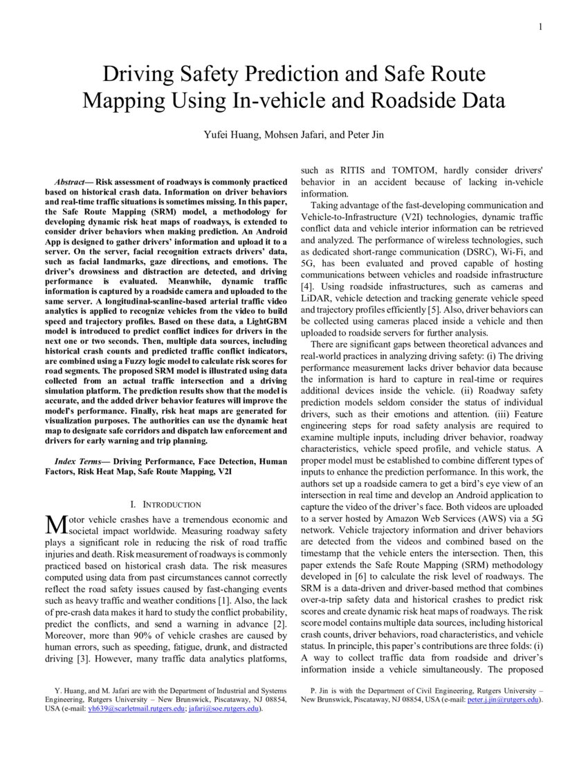 Driving Safety Prediction and Safe Route Mapping Using In-vehicle and ...