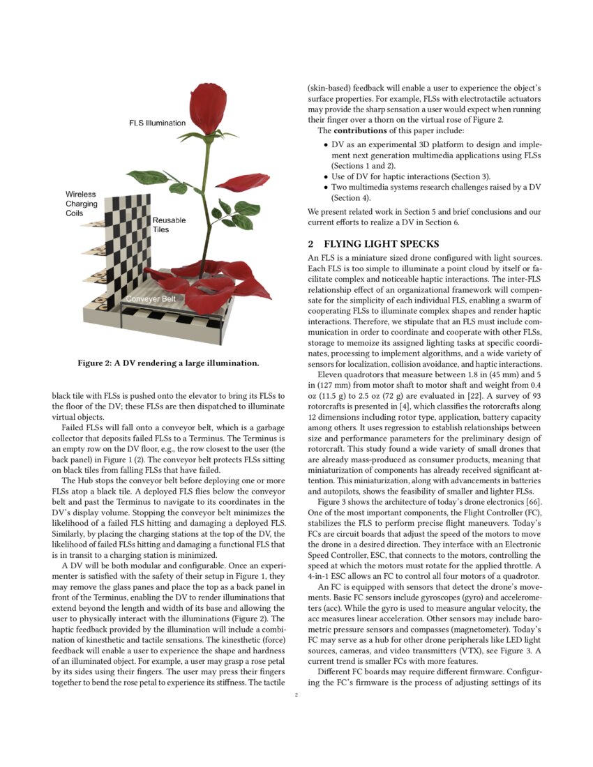 Dronevision: An Experimental 3D Testbed for Flying Light Specks | DeepAI