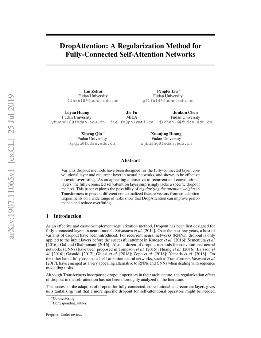 DropAttention: A Regularization Method for Fully-Connected Self ...