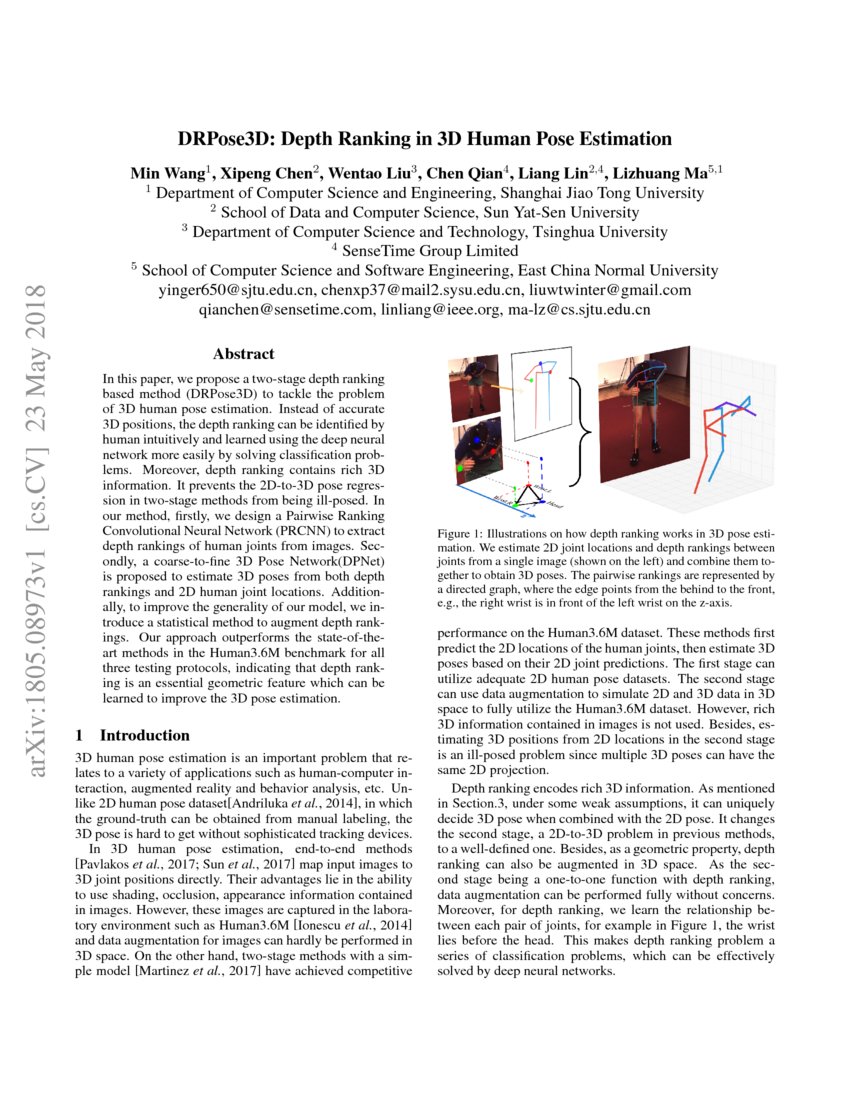 DRPose3D: Depth Ranking in 3D Human Pose Estimation | DeepAI