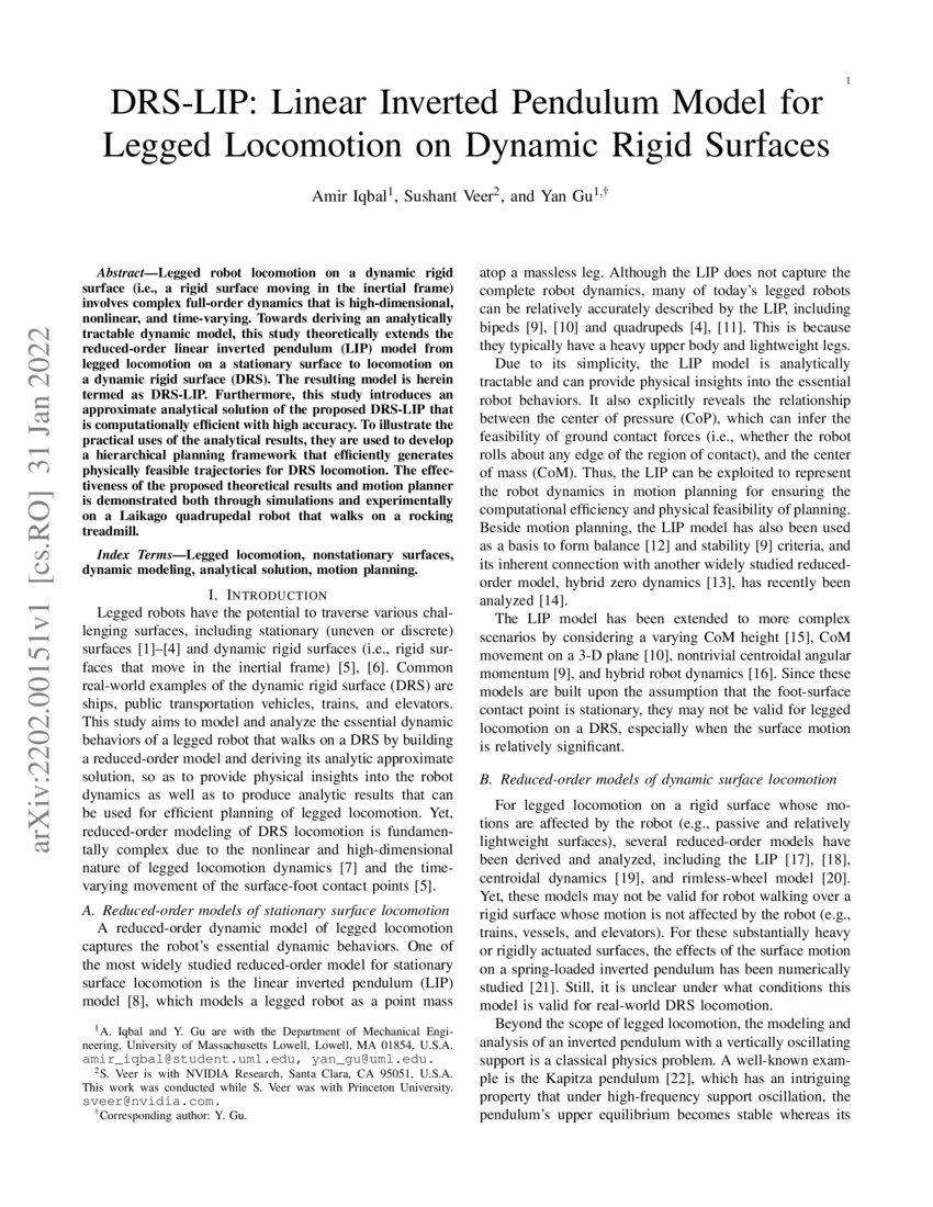 DRS-LIP: Linear Inverted Pendulum Model for Legged Locomotion on ...