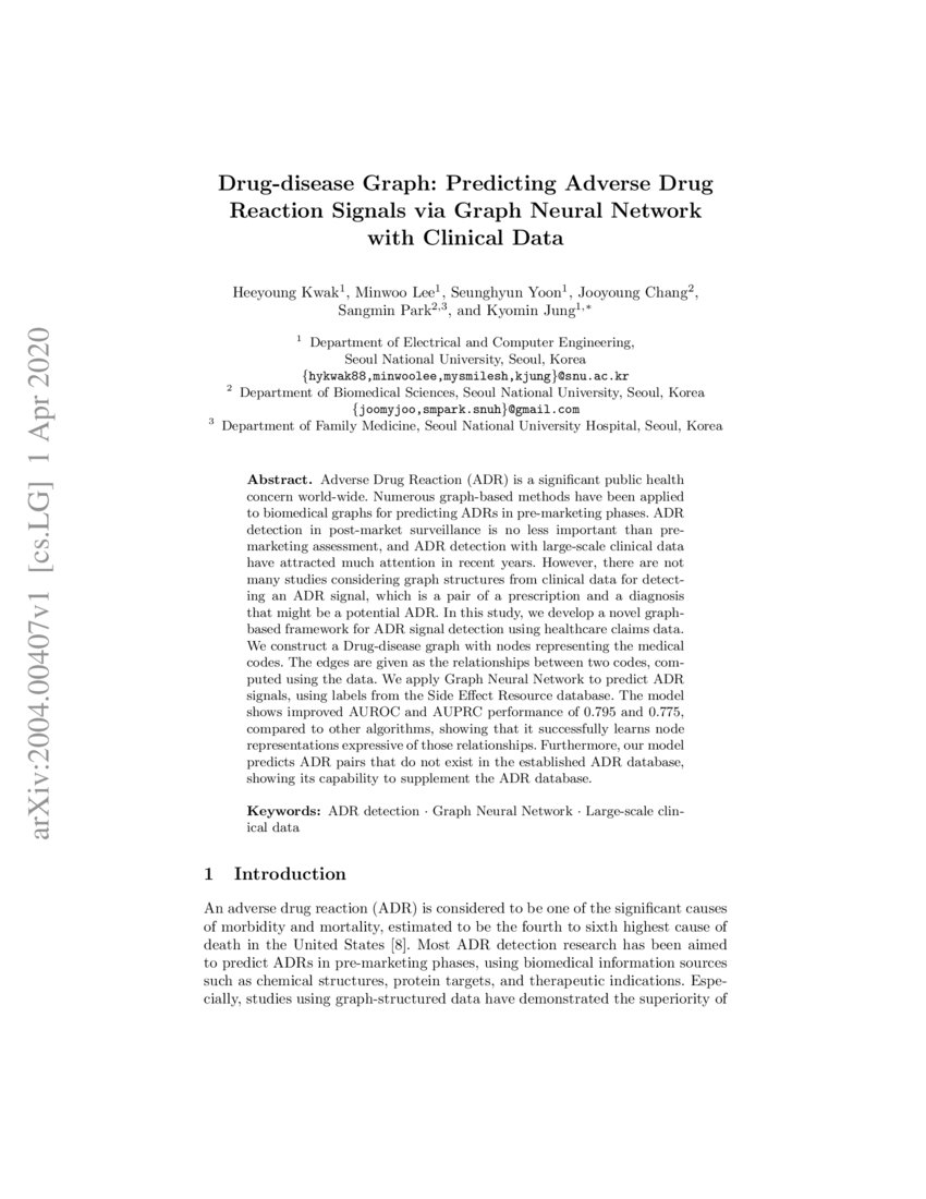 Drug Disease Graph Predicting Adverse Drug Reaction Signals Via Graph Neural Network With