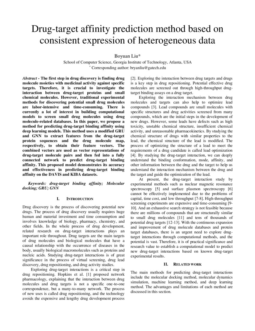 Drug Target Affinity Prediction Method Based On Consistent Expression