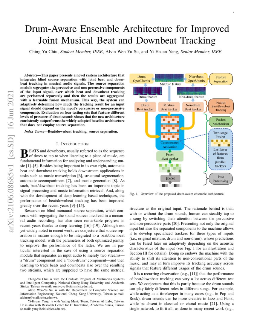 Drum-Aware Ensemble Architecture for Improved Joint Musical Beat and ...