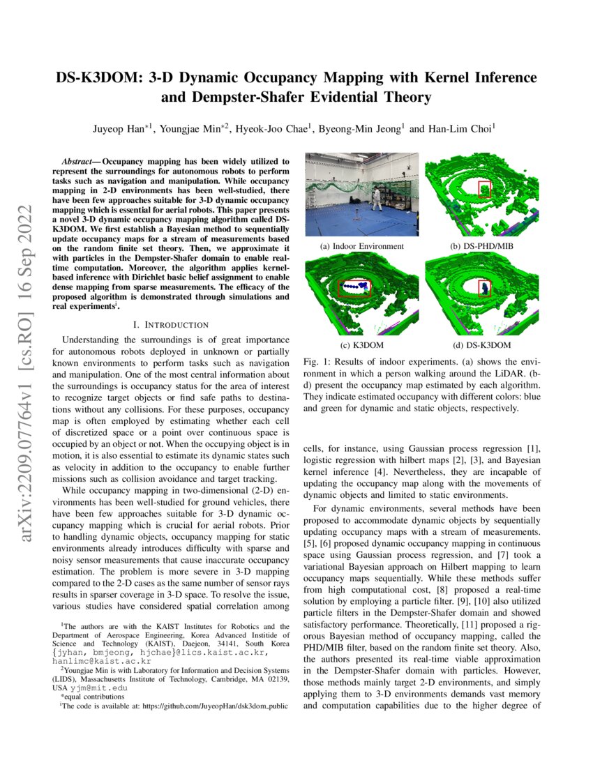 Ds K3dom 3 D Dynamic Occupancy Mapping With Kernel Inference And Dempster Shafer Evidential