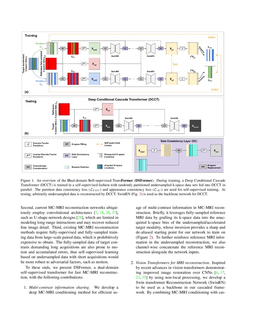 Dsformer A Dual Domain Self Supervised Transformer For Accelerated Multi Contrast Mri