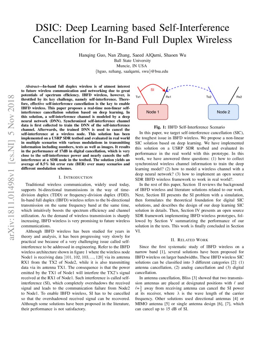 DSIC: Deep Learning based Self-Interference Cancellation for In-Band ...