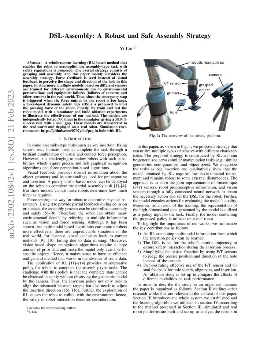 DSL-Assembly: A Robust and Safe Assembly Strategy | DeepAI