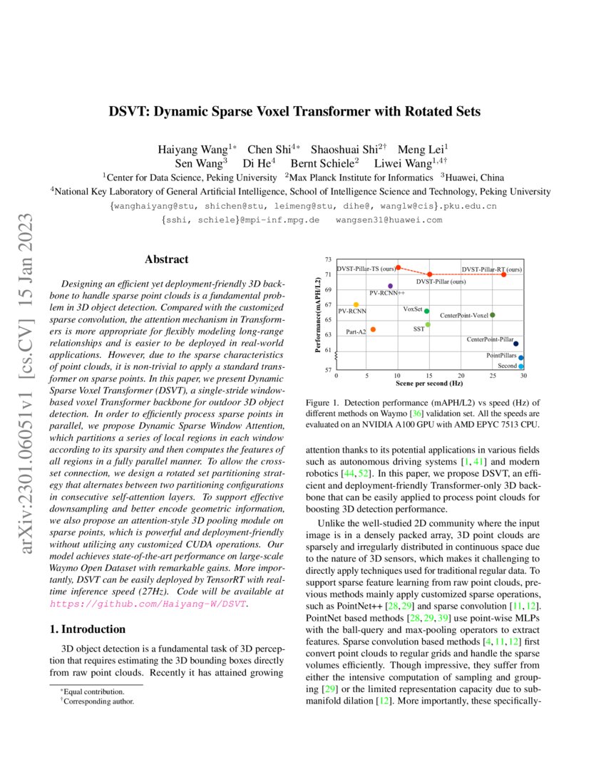 DSVT: Dynamic Sparse Voxel Transformer with Rotated Sets | DeepAI
