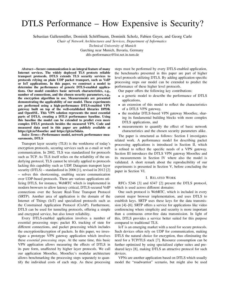 DTLS Performance - How Expensive is Security? | DeepAI