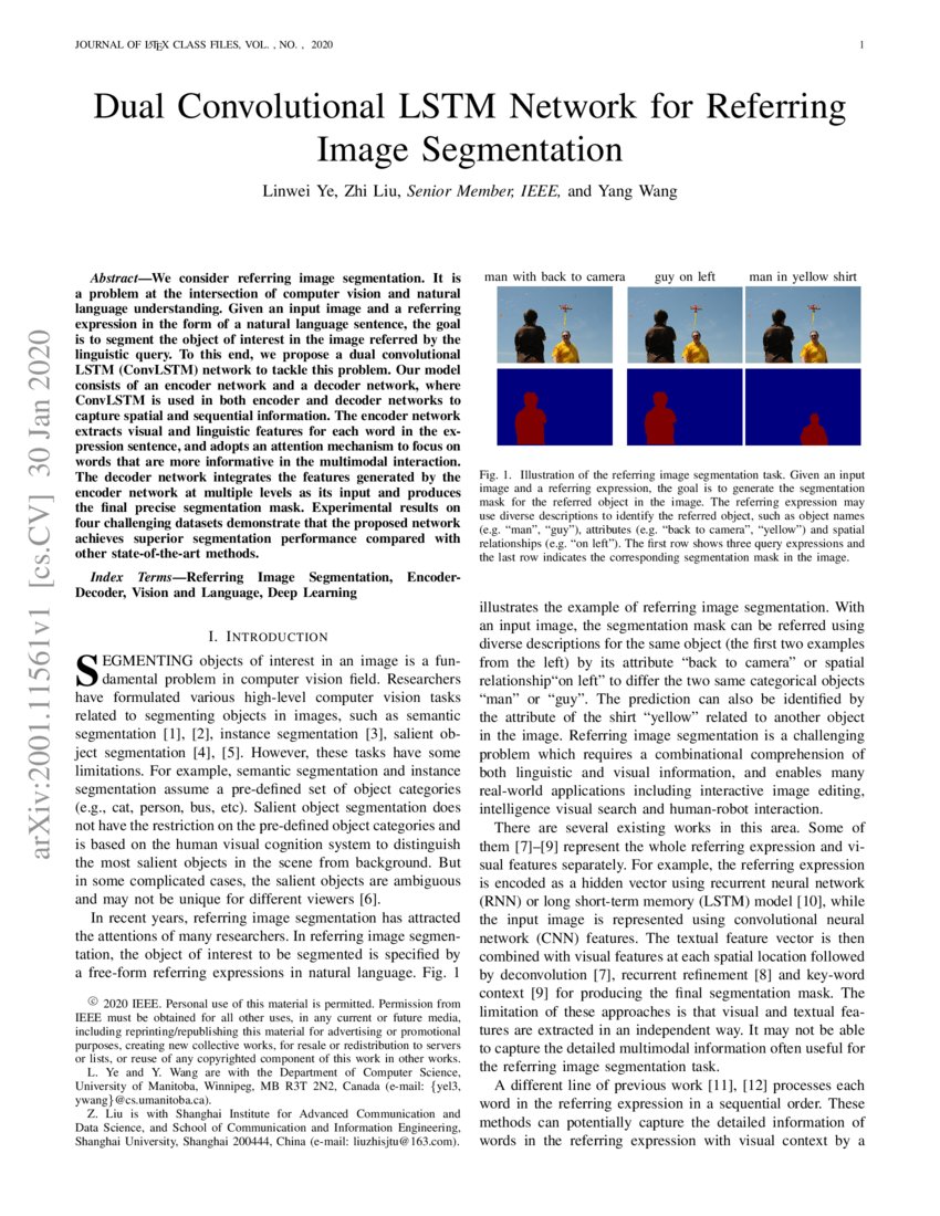 Dual Convolutional LSTM Network for Referring Image Segmentation | DeepAI