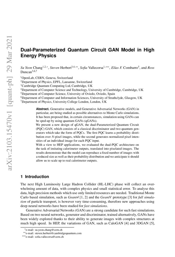 Dual-Parameterized Quantum Circuit GAN Model in High Energy Physics ...