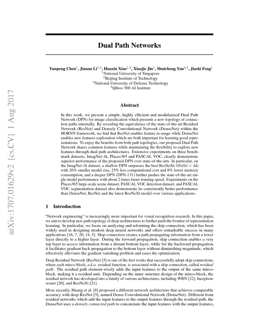 Dual Path Networks | DeepAI