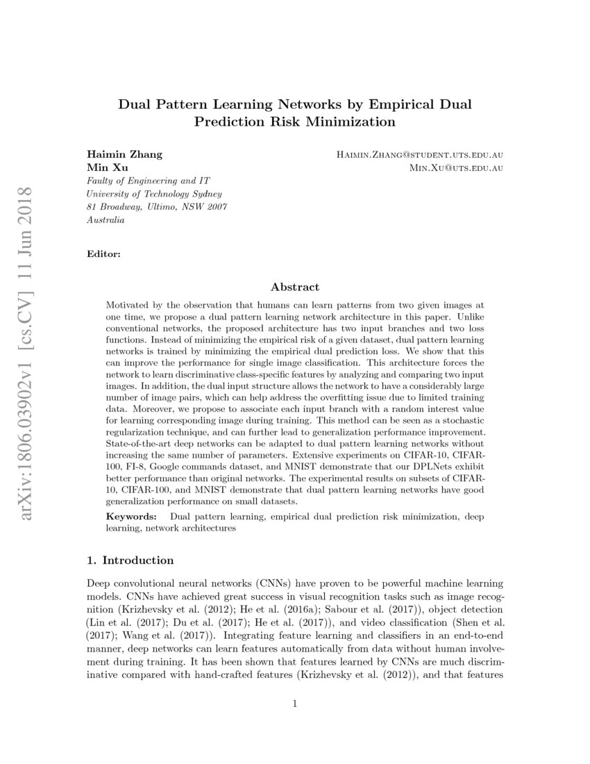 Dual Pattern Learning Networks by Empirical Dual Prediction Risk ...