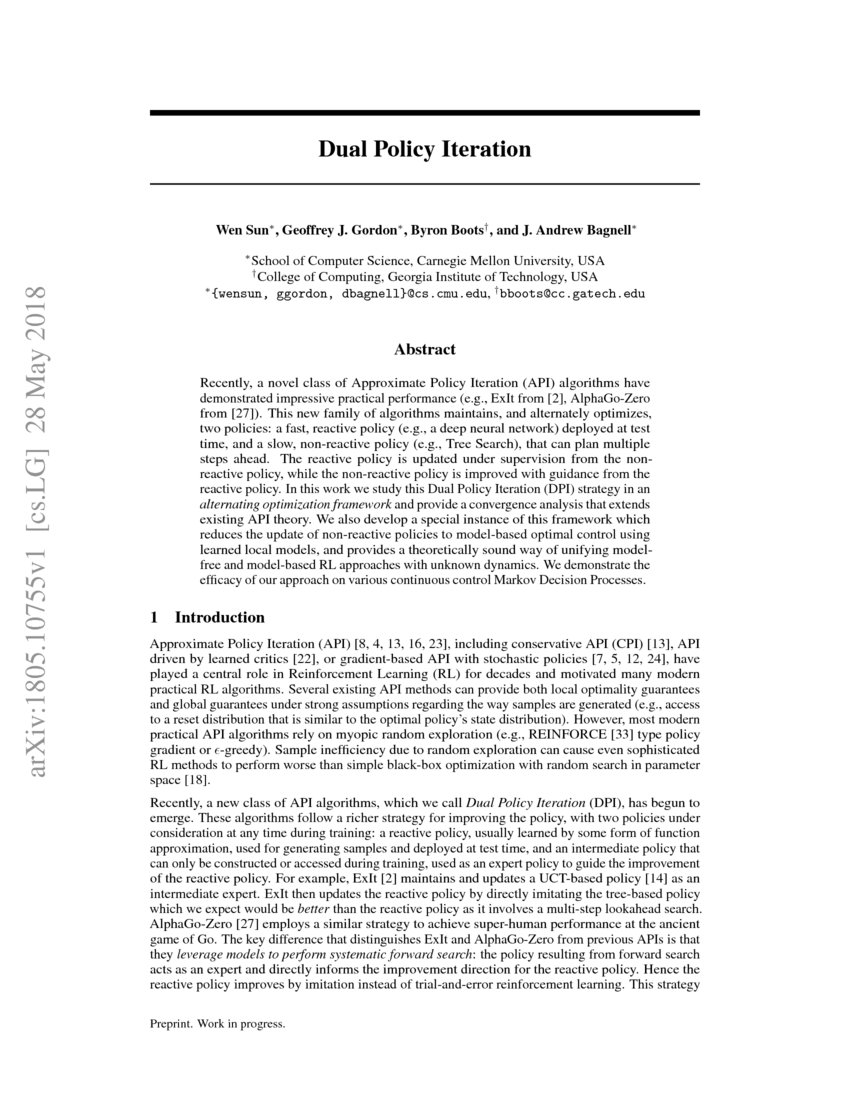Dual Policy Iteration | DeepAI
