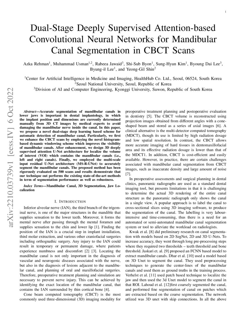 Dual Stage Deeply Supervised Attention Based Convolutional Neural Networks For Mandibular Canal 
