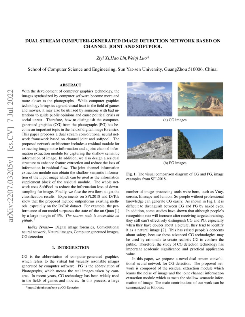 Dual Stream Computer-Generated Image Detection Network Based On Channel ...
