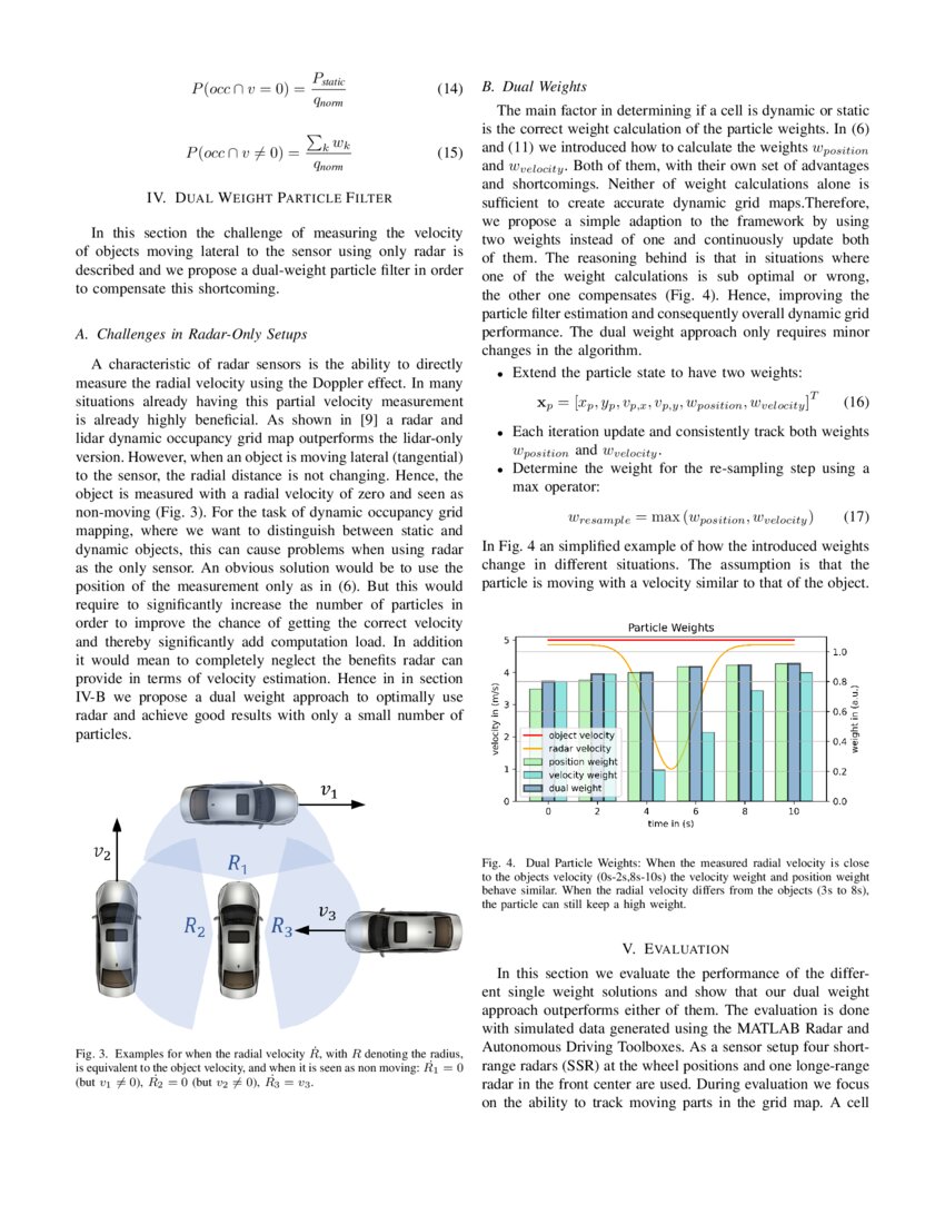 Dual Weight Particle Filter For Radar Based Dynamic Bayesian Grid Maps Deepai