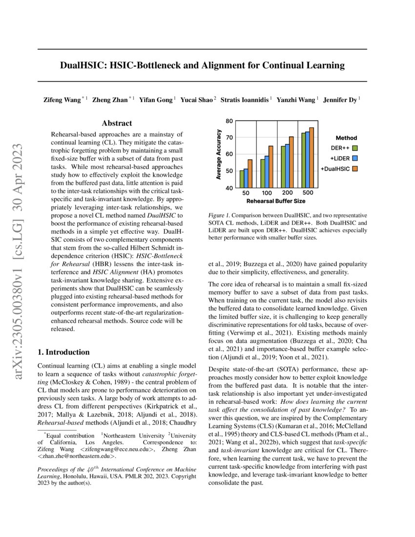 DualHSIC: HSIC-Bottleneck and Alignment for Continual Learning | DeepAI