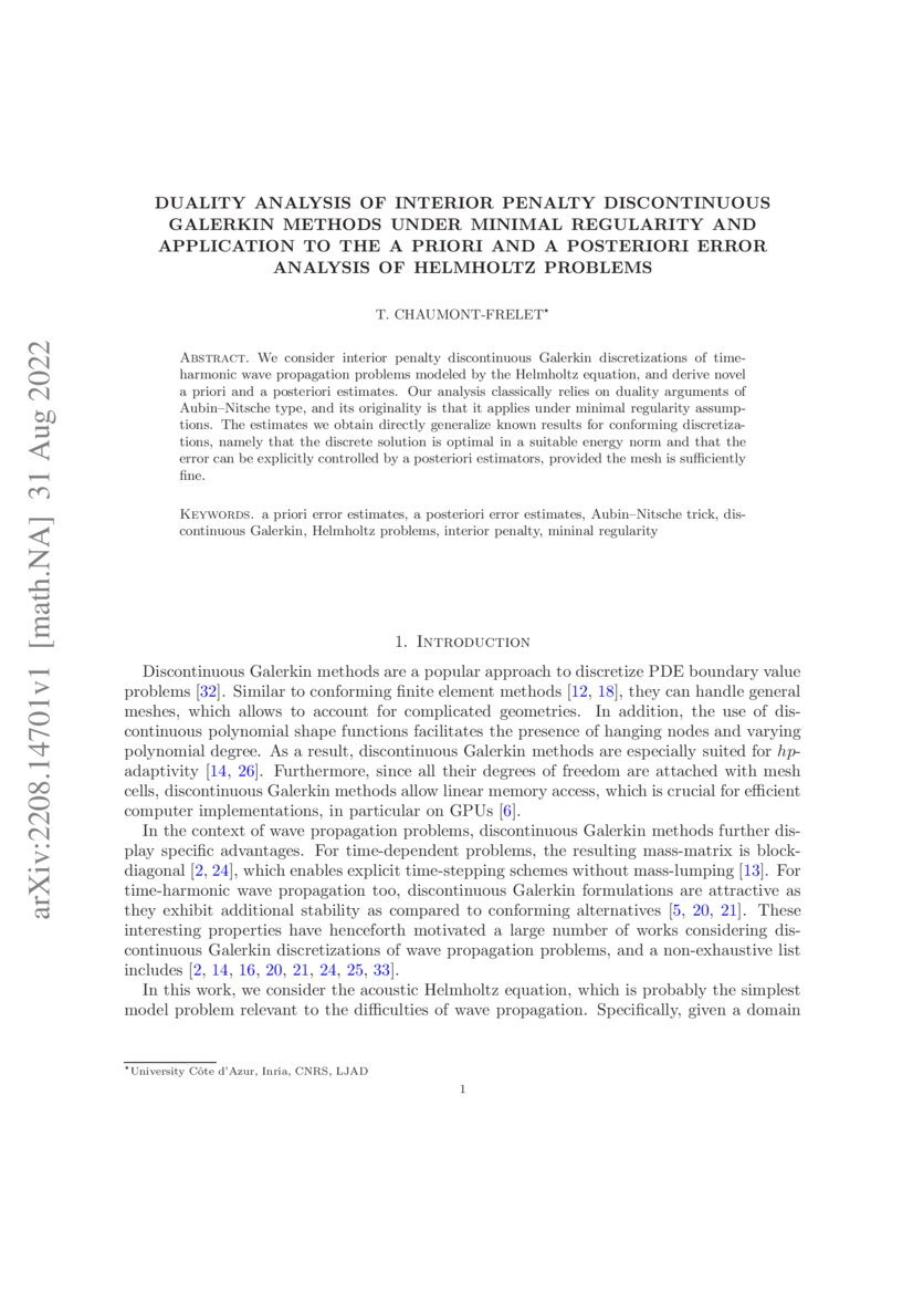 Duality Analysis Of Interior Penalty Discontinuous Galerkin Methods