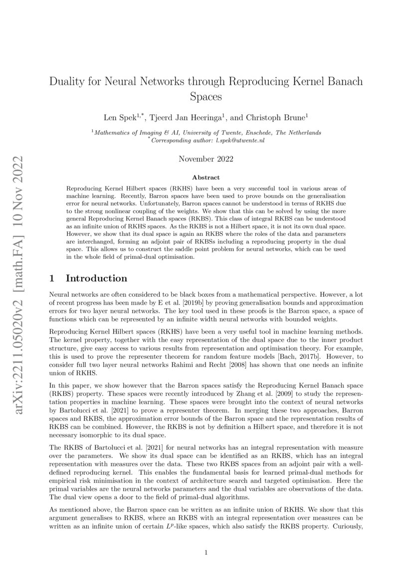 Duality For Neural Networks Through Reproducing Kernel Banach Spaces Deepai 