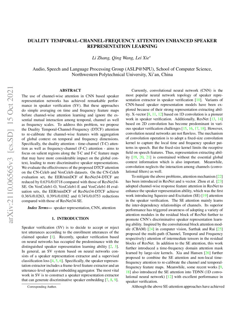 Duality Temporal-channel-frequency Attention Enhanced Speaker ...