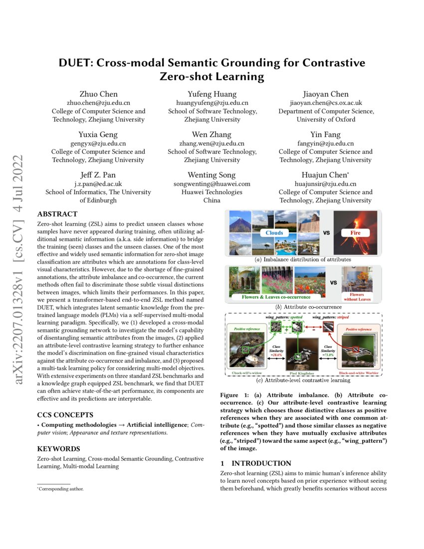 DUET: Cross-modal Semantic Grounding for Contrastive Zero-shot Learning ...