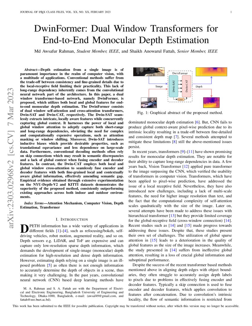 Dwinformer Dual Window Transformers For End To End Monocular Depth Estimation Deepai