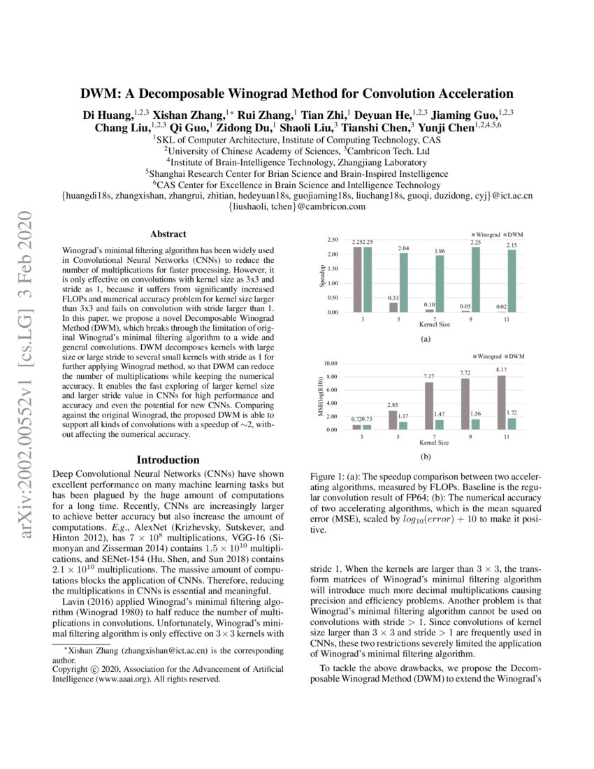 DWM: A Decomposable Winograd Method for Convolution Acceleration | DeepAI